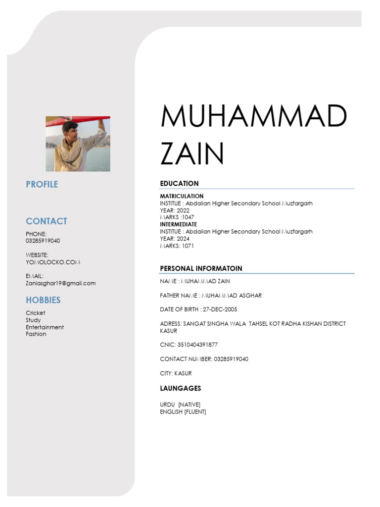 M Zain CV | PDF