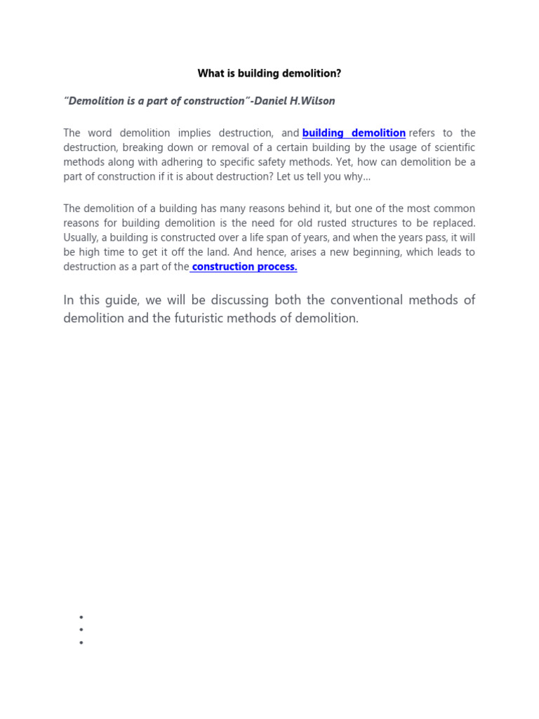 Methods of Demolition | PDF | Demolition | Concrete