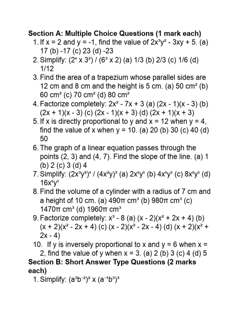 Math Practice Questions and Solutions | PDF