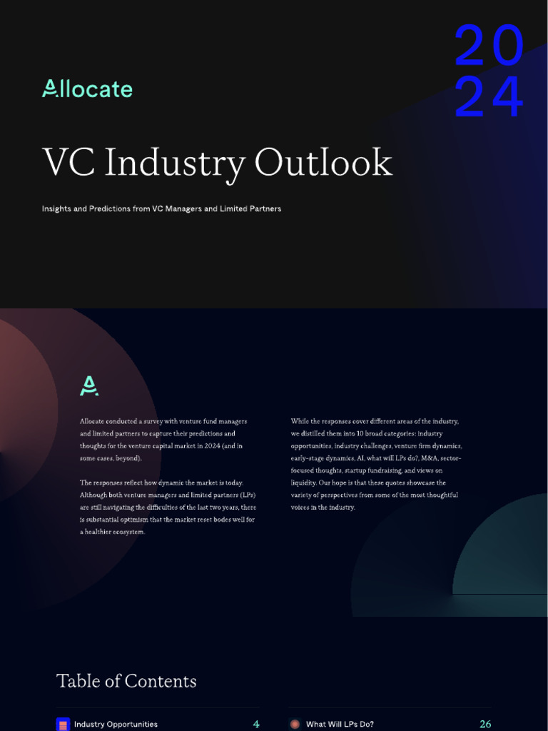 VC Industry Outlook 2024 - Allocate | PDF | Venture Capital | Corporate Finance