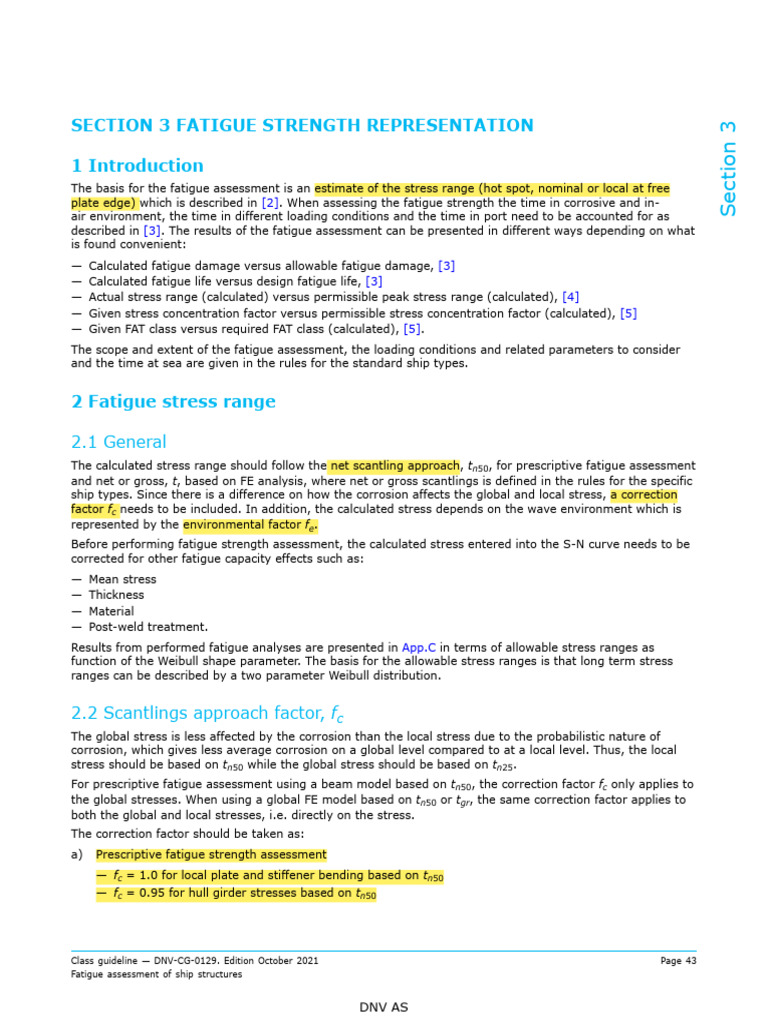 DNV-CG-0129 (Sec 3) | PDF | Fatigue (Material) | Strength Of Materials