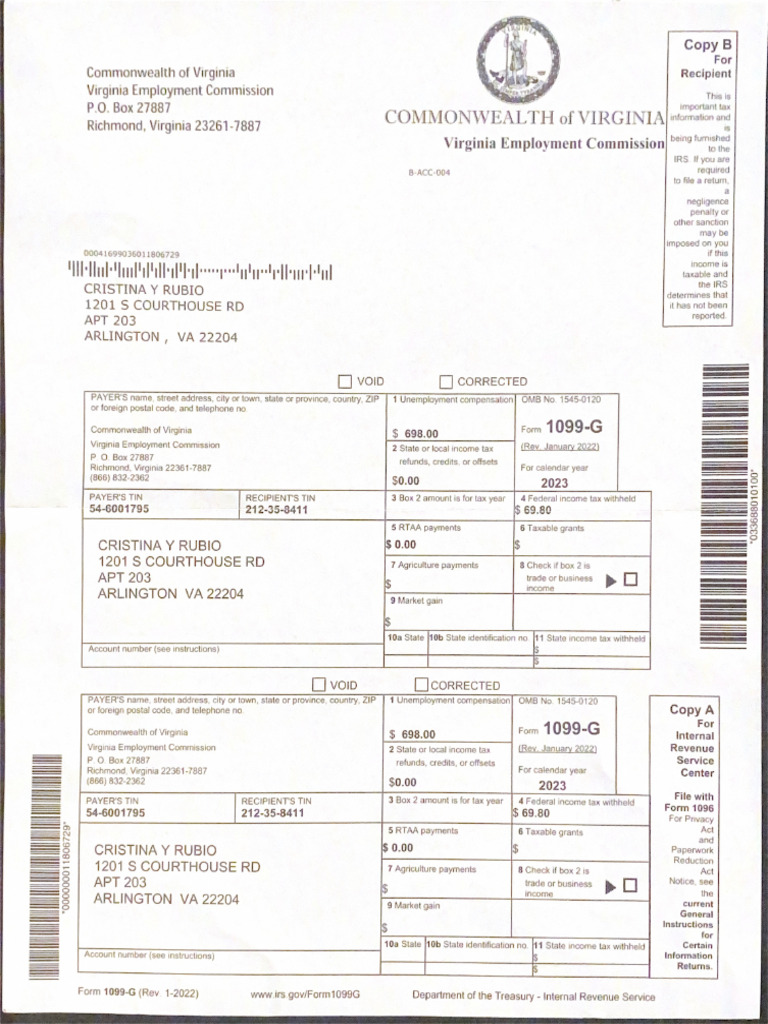 Unemployment 2023 1099 & Declaration of Benefits | PDF