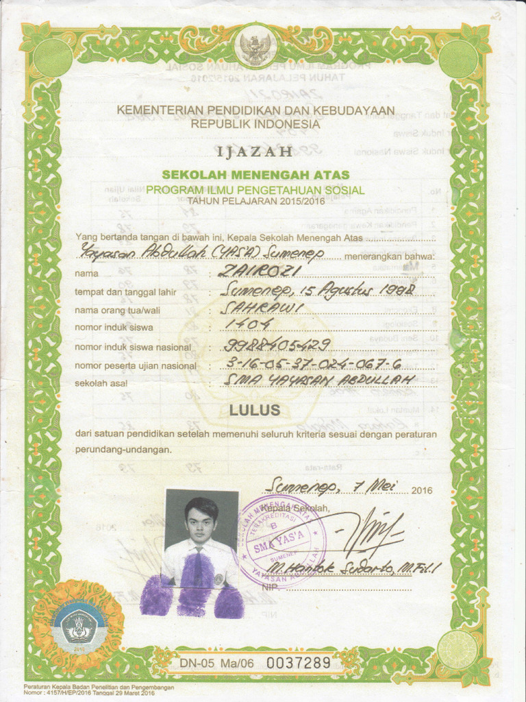 Ijazah Sma | PDF
