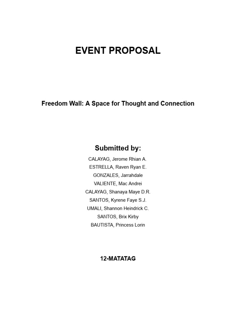 Event Proposal - Freedom Wall Booth | PDF | Liberal Arts Education