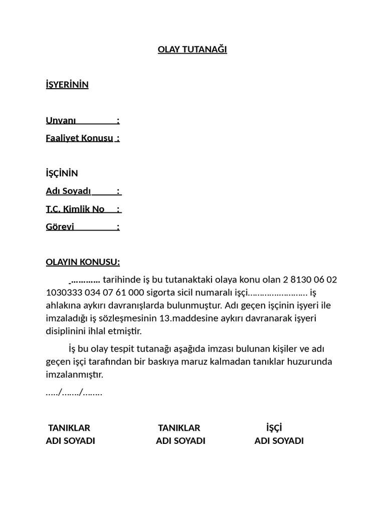 Olay Tutanağı | PDF