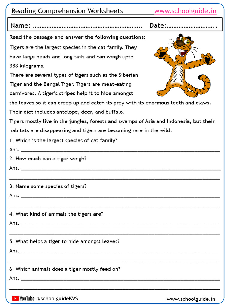 Reading Comprehension Worksheet 4 | PDF
