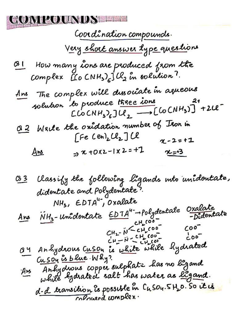 Coordination Compound MIQ | PDF