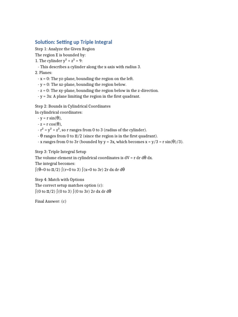 Triple Integral Setup | PDF