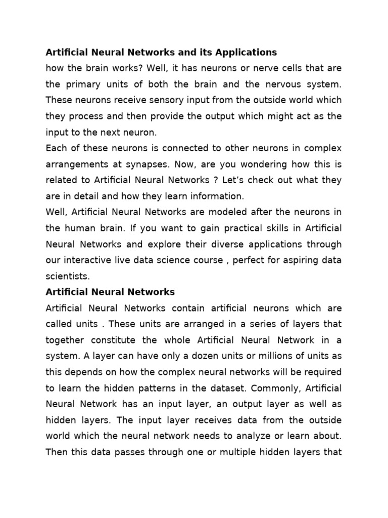 Artificial Neural Networks and Its Applications | PDF | Neuron ...