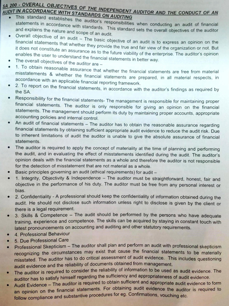 200 (Overall Objectives of The Independent Auditor and The Conduct of ...