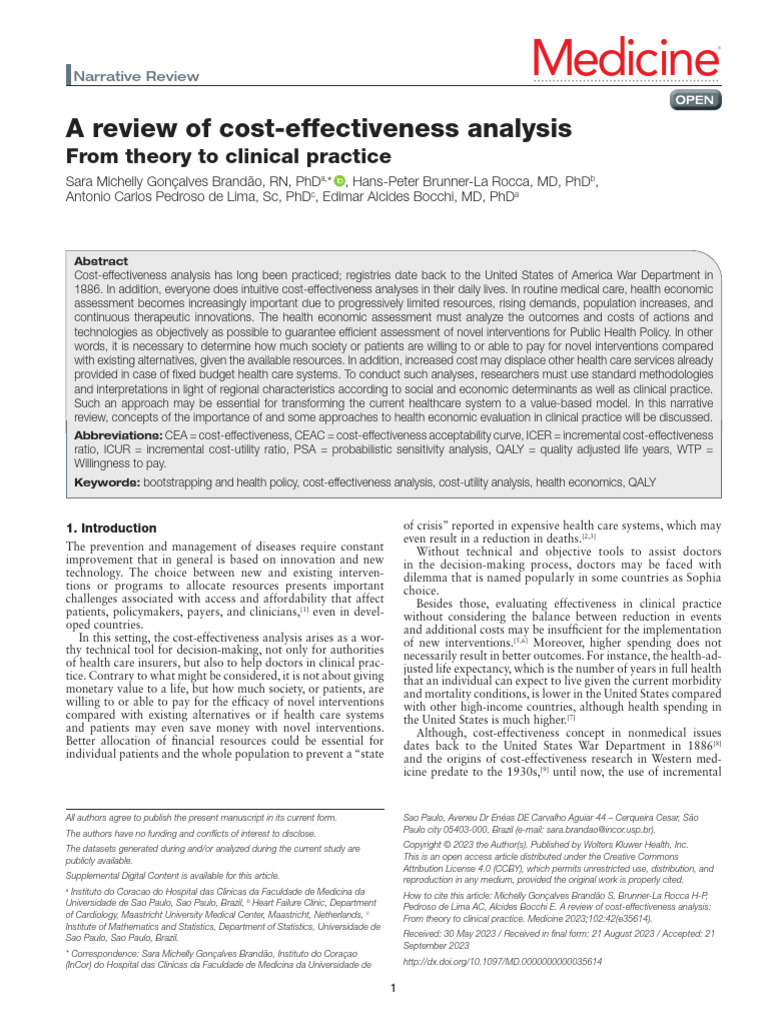 A Review of Cost Effectiveness Analysis From.66 | PDF | Bootstrapping ...