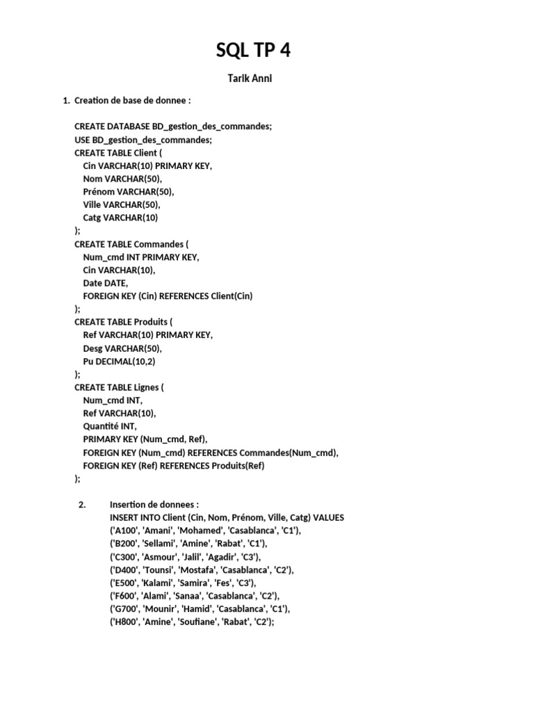 SQL TP 4 TARIK ANNI | PDF | Computer Data | Information Retrieval
