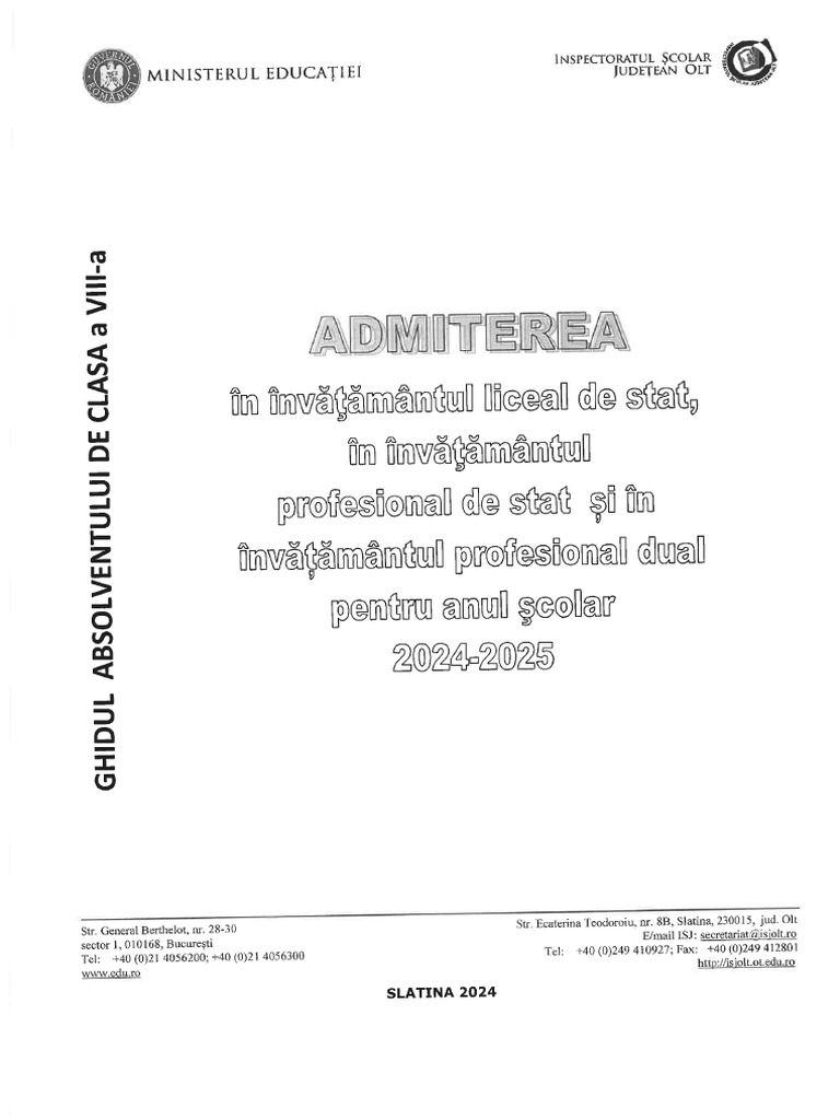 GHIDUL ABSOLVENTULUI DE CLASA A VIII A | PDF