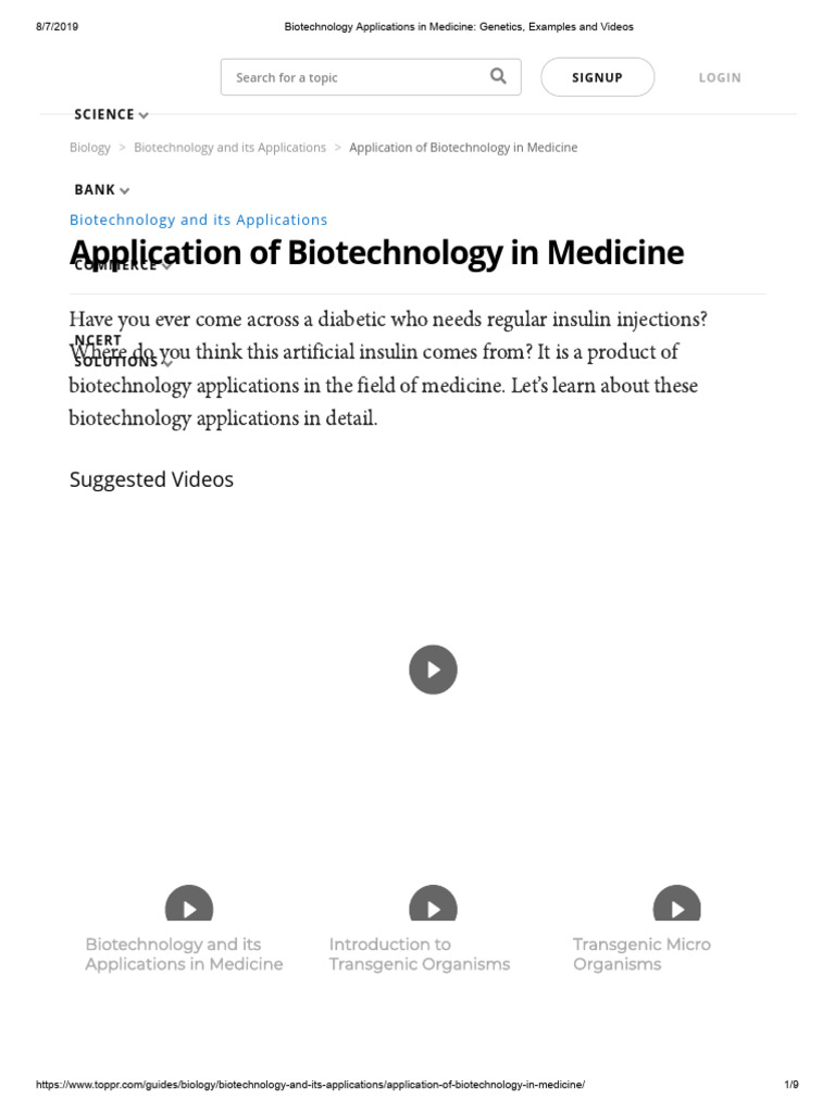 Biotechnology in Medicine: Key Applications | PDF | Polymerase Chain ...