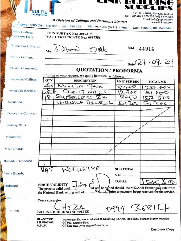 quotation_detailed | PDF | Prices | Payments