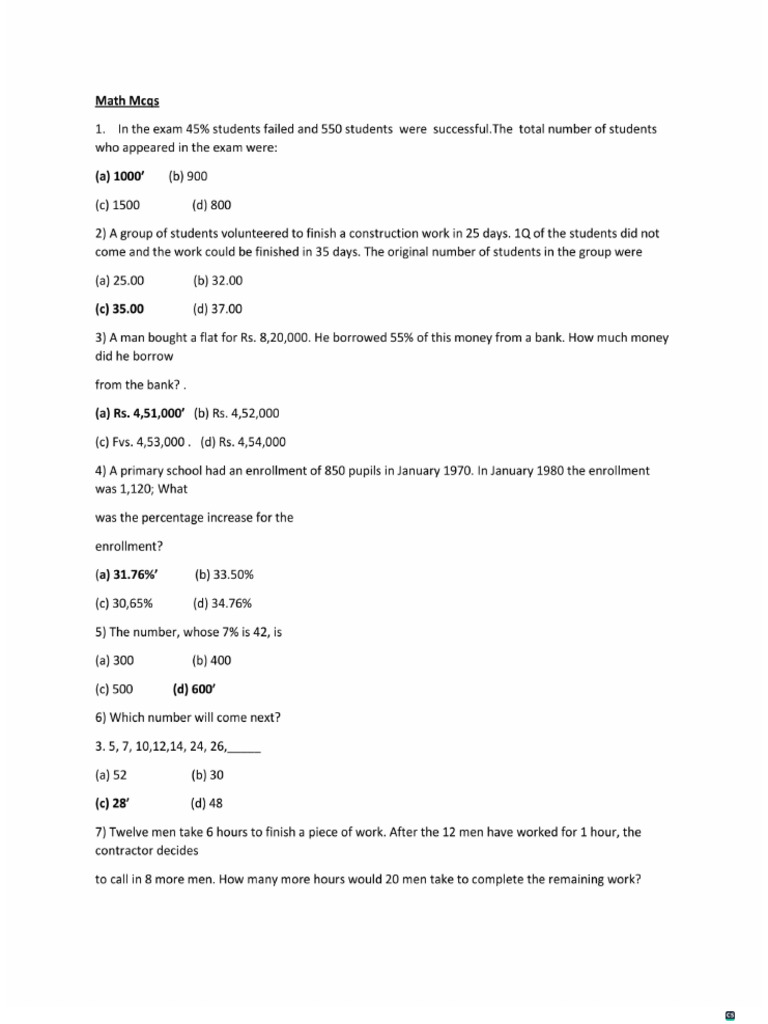 Full Aku Math Mcqs by S - Learning | PDF