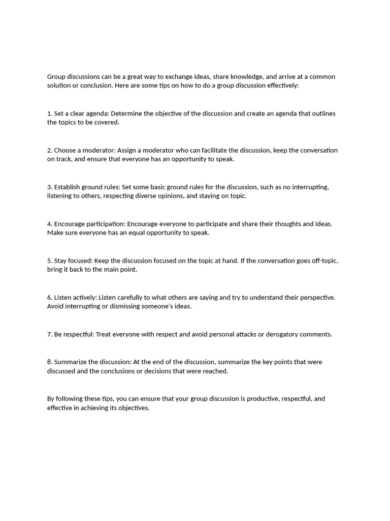 Effective Group Discussion Tips | PDF