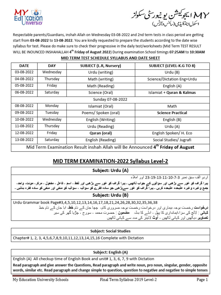 Syllabus Level-2 Mid Term 2022 Examination | PDF | Linguistic Morphology | Languages