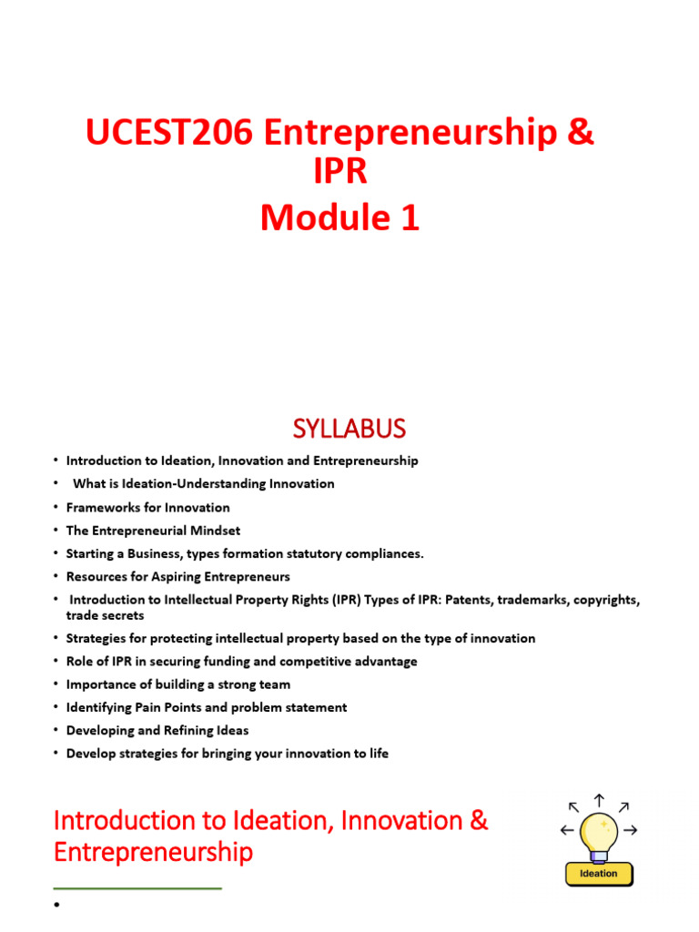 Module 1- Class 1 notes | PDF | Brainstorming | Entrepreneurship