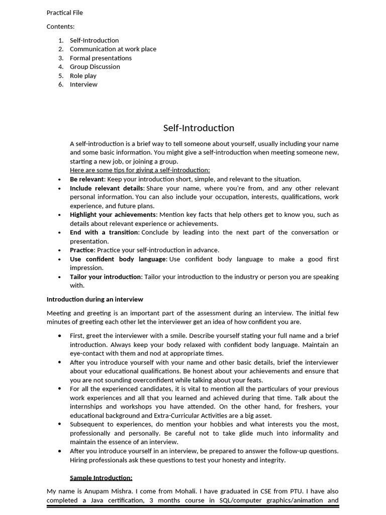 Practical File | PDF | Body Language | Communication