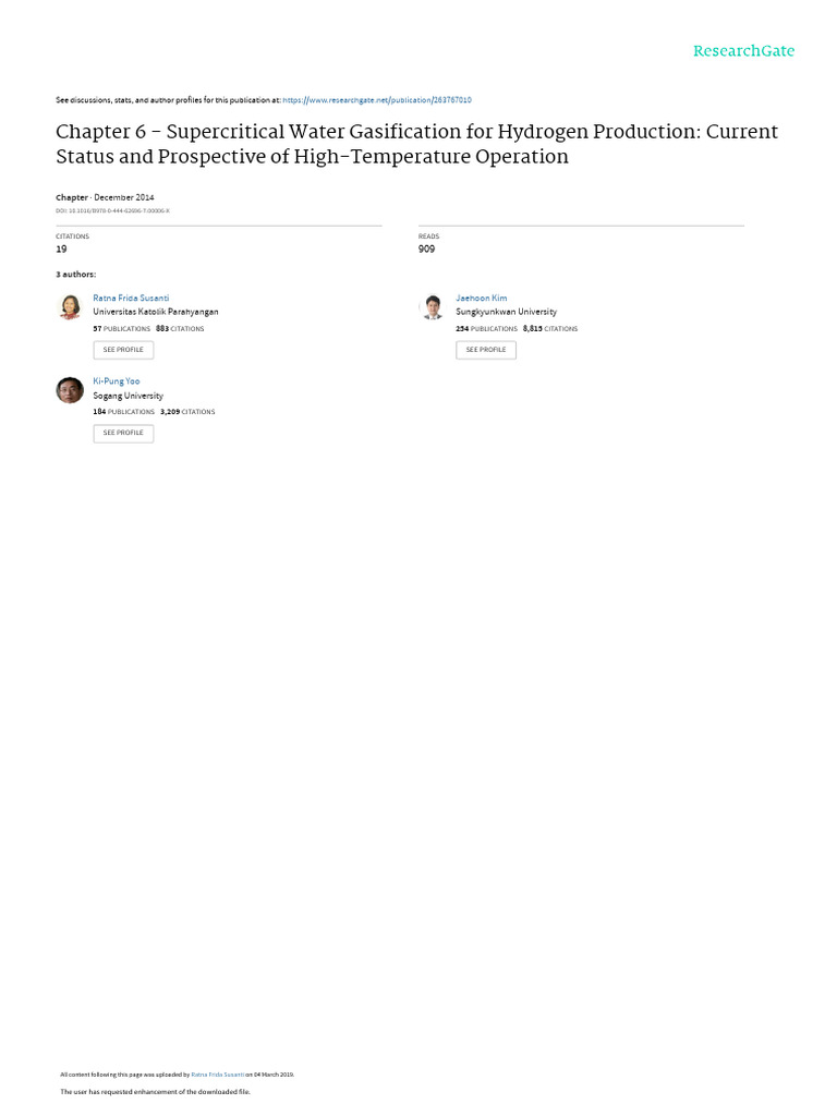 Chapter 6 - Supercritical Water Gasification For Hydrogen Production ...