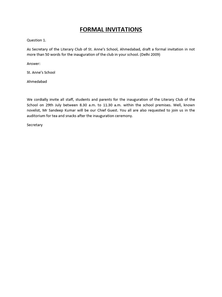 Formal Invitations and Replies | PDF