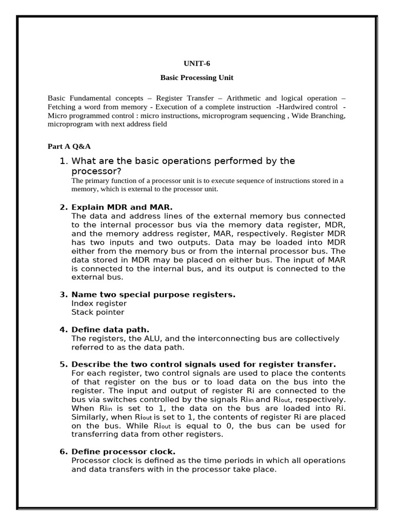 UNIT 6 | PDF | Central Processing Unit | Integrated Circuit