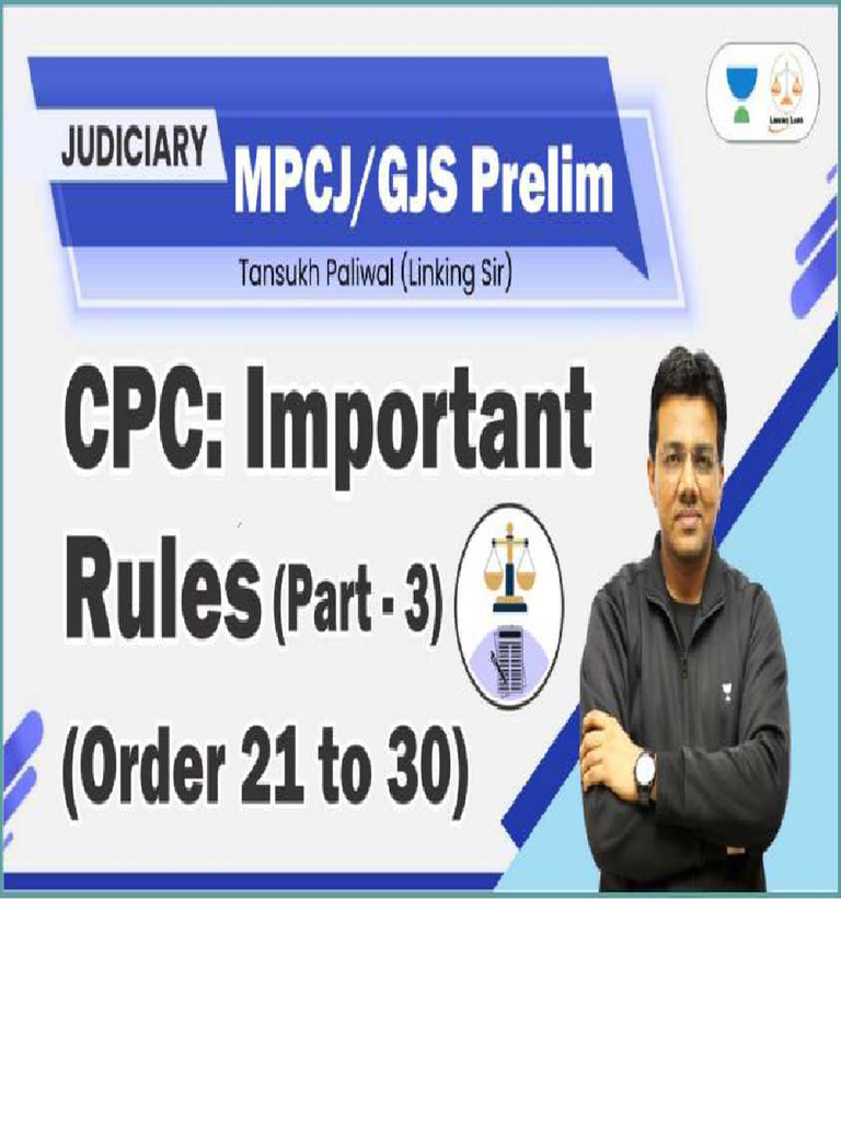 CPC Important Rules Part 3 Order 21 To 30 230 | PDF
