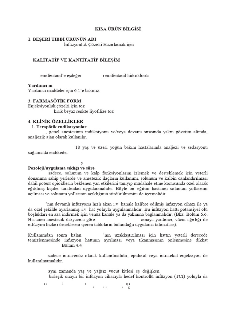 Ultiva_2mg_IV_InfuzyonlukCozeltiHazirlamakicinLiyofilizeToz_KUB | PDF