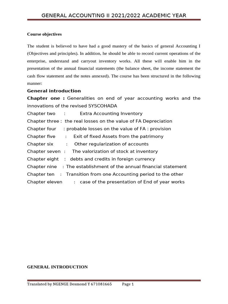 General Accounting II Course Overview | PDF | Depreciation | Inventory