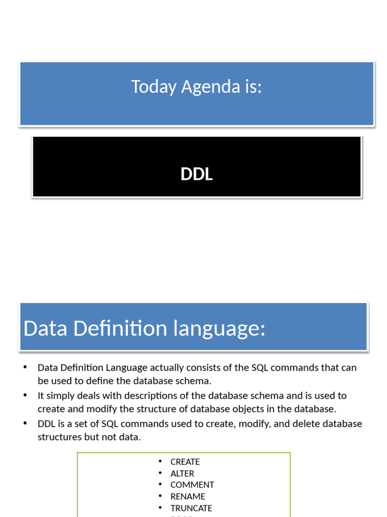 Overview of Data Definition Language (DDL) | PDF