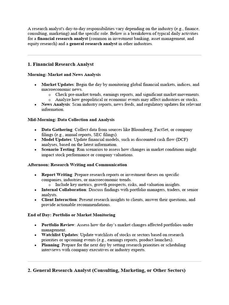 Research analyst | PDF | Financial Analyst | Valuation (Finance)