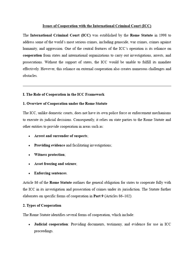 Challenges in ICC State Cooperation | PDF | International Criminal ...