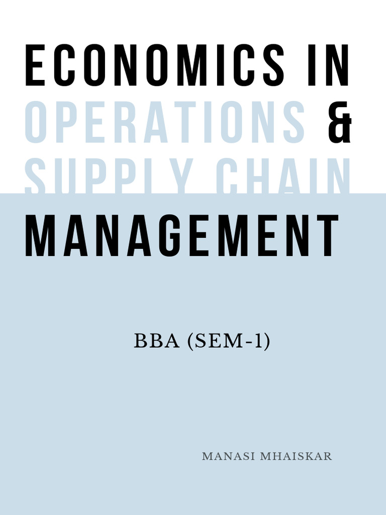 Economics in OPerations & Supply Chain Management | PDF | Artificial ...