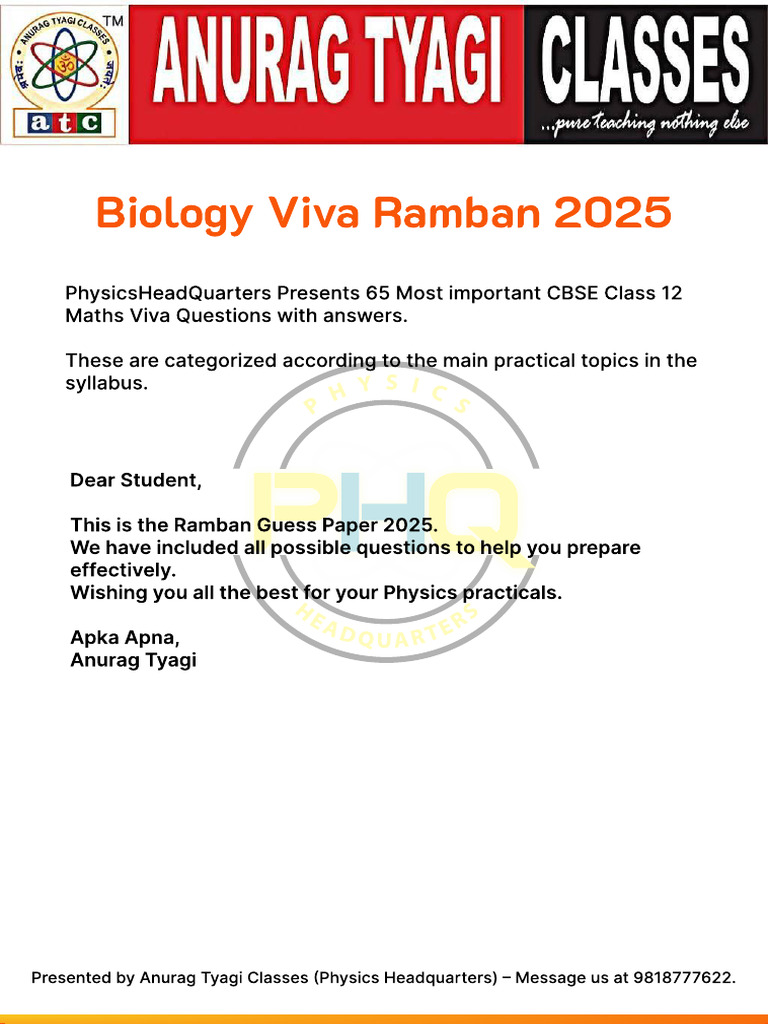 Biology Viva Ramban Guess Paper | PDF | Genetically Modified Organism ...