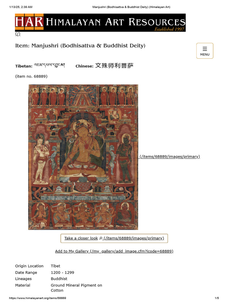 Bodhisattva Manjusri Himala | PDF | Bodhisattva | Vajrayana