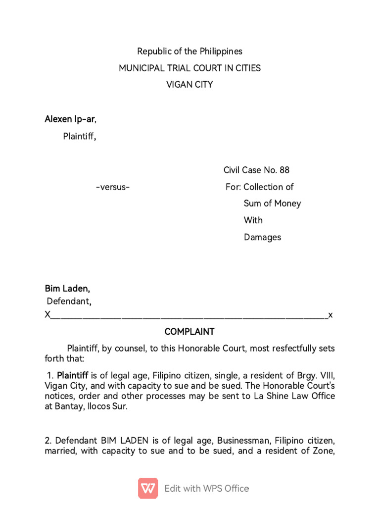 AL SHANI - Complaint and Demand Letter | PDF | Lawsuit | Complaint