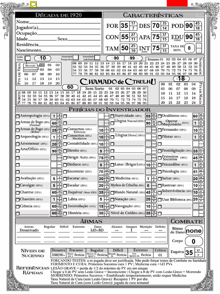 Ficha Carlo (CoC) | PDF