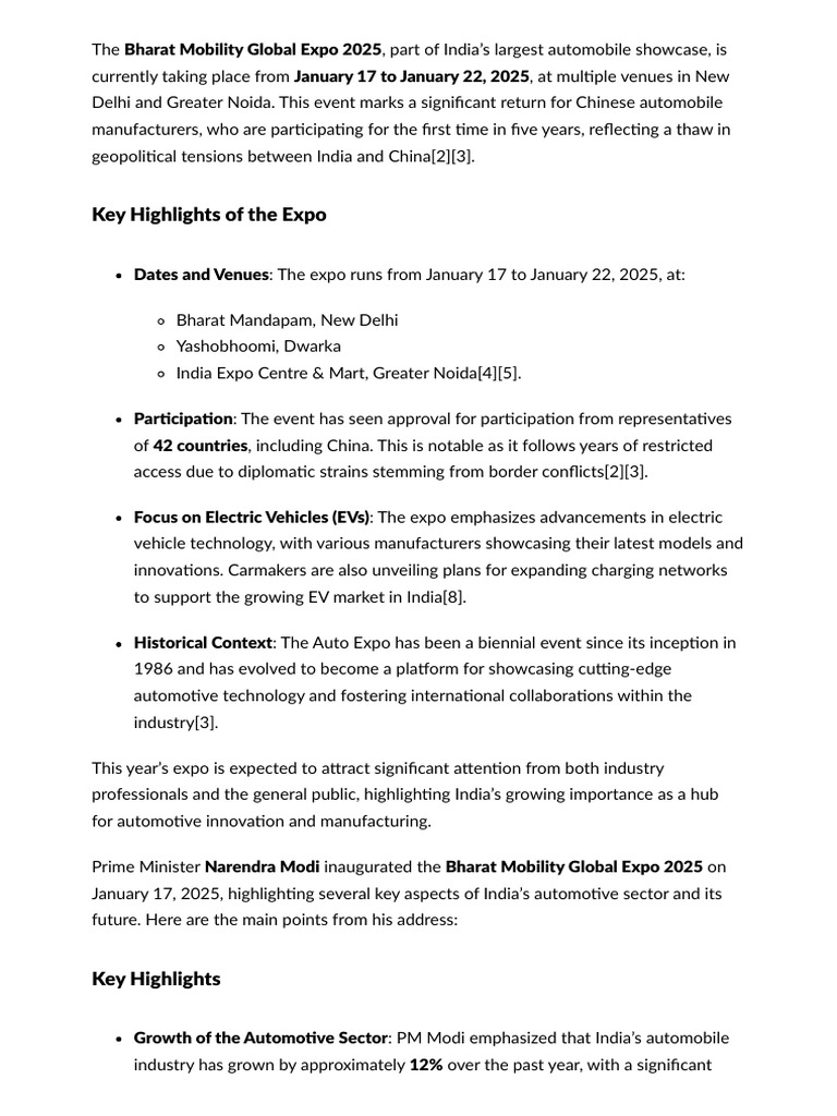 17 jan bharath mobility global expo 2025 | PDF | Electric Vehicle | Transport