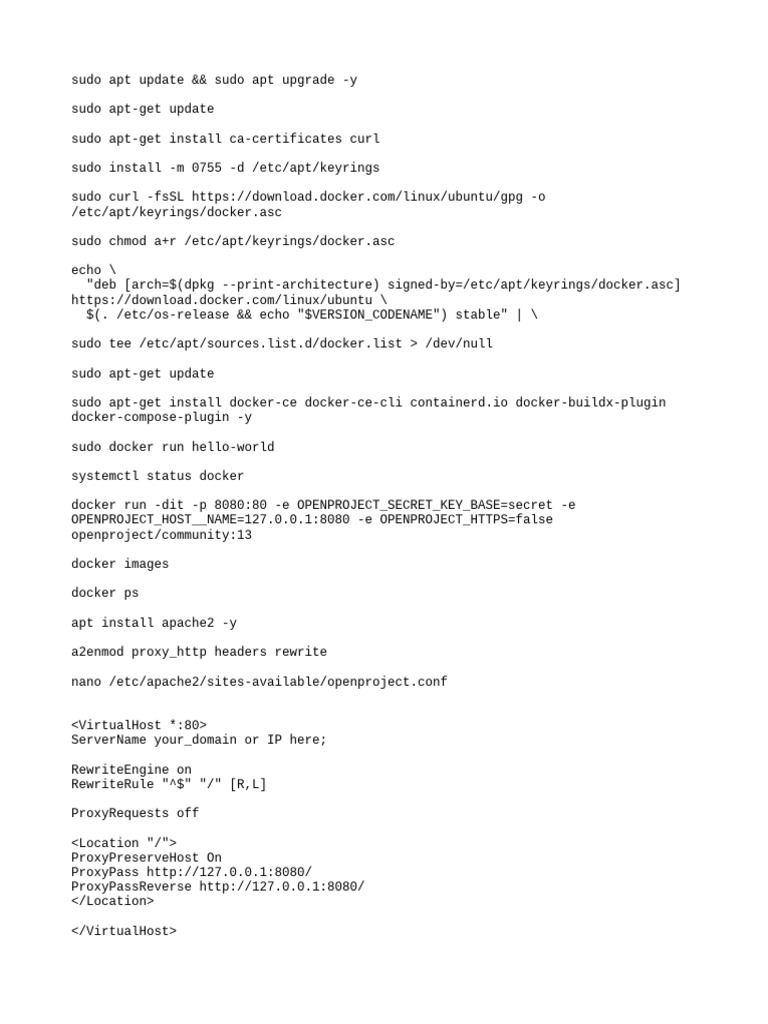 OpenProject Docker Installation Guide | PDF