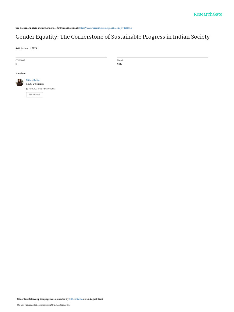 IJRPRGenderEquality SustainableDevelopment | PDF | Intersectionality | Gender Equality