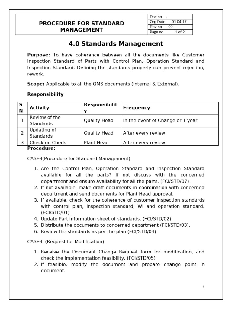 Standards Management | PDF