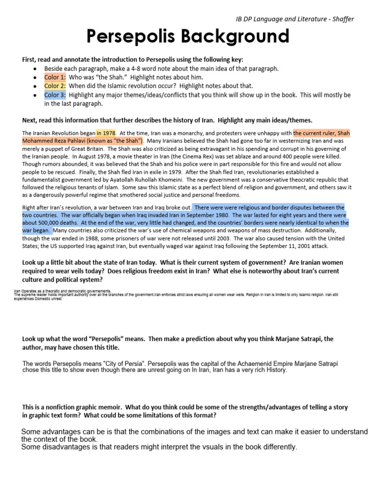 Persepolis B | PDF | Mohammad Reza Pahlavi | Iranian Revolution