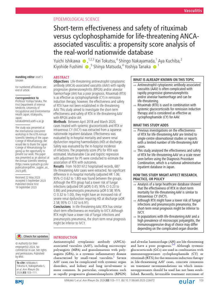 2023.09.ARD. Short-Term Effectiveness and Safety of Rituximab Versus ...