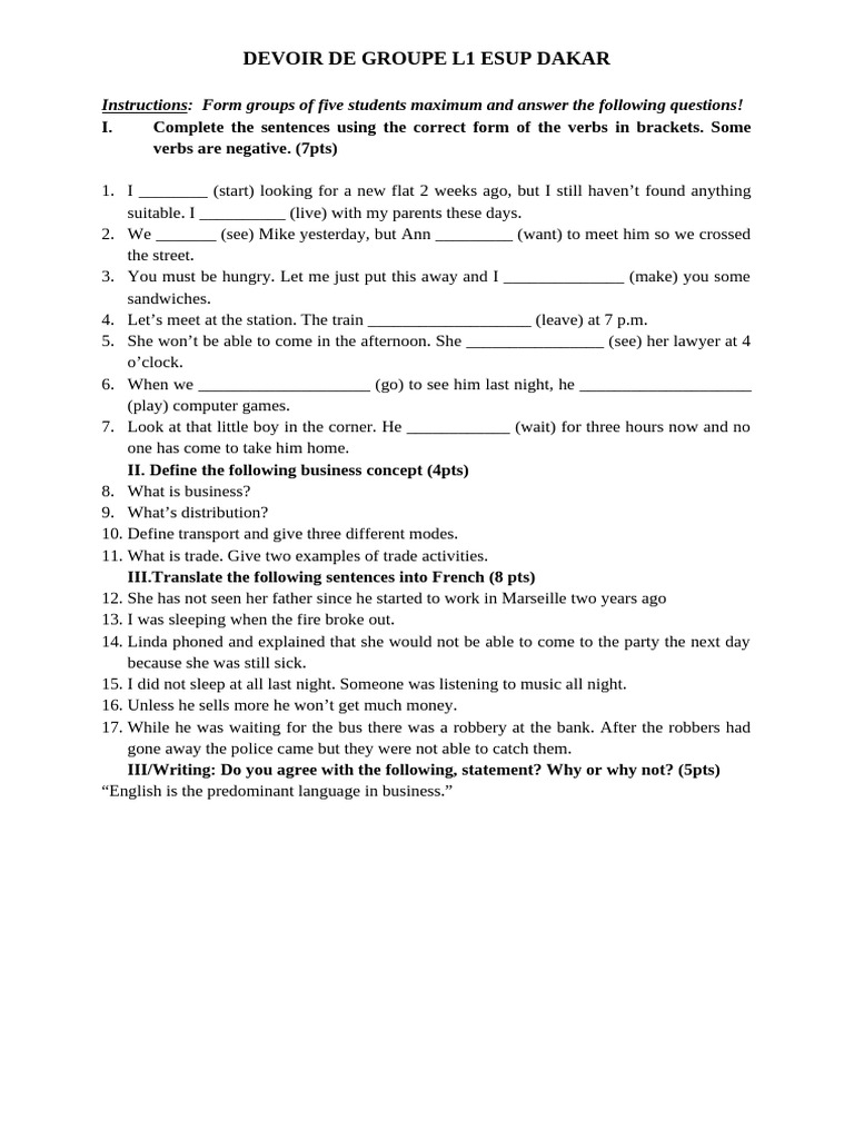 Group Assignment Business Concepts Translation Pdf