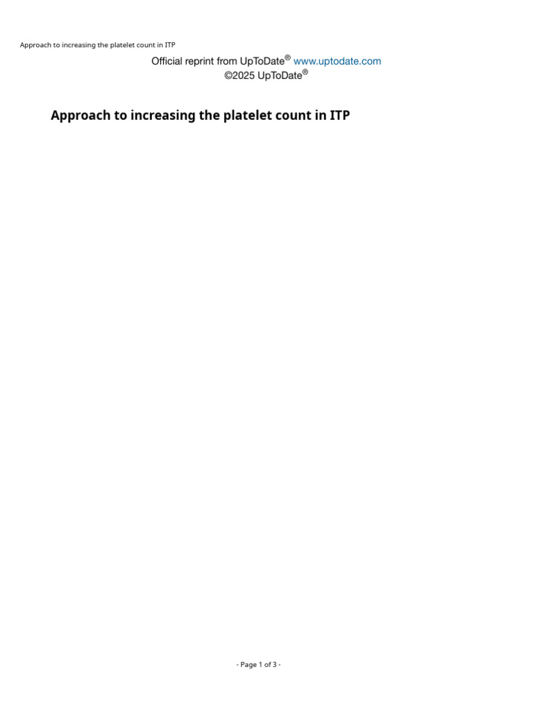 Approach To Increasing The Platelet Count in ITP | PDF | Clinical ...