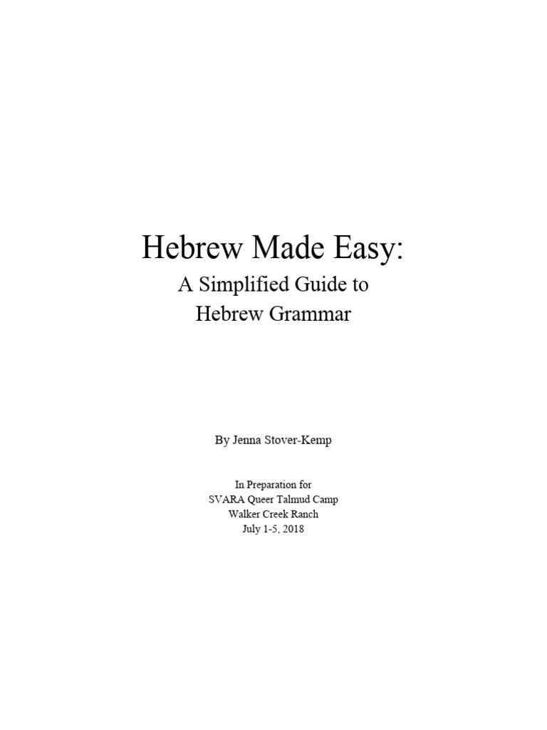 Hebrew Made Easy A Simplified Guide To Hebrew | PDF | Grammatical ...