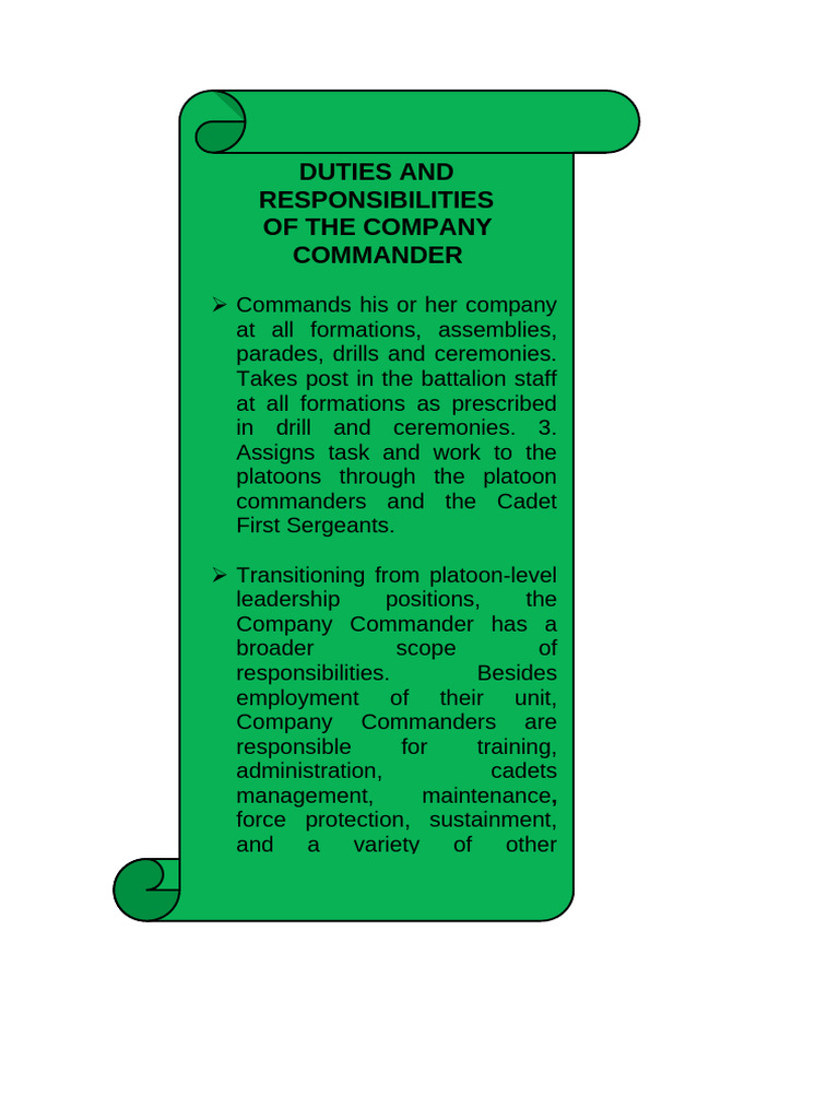 Company Commander Duties Overview | PDF
