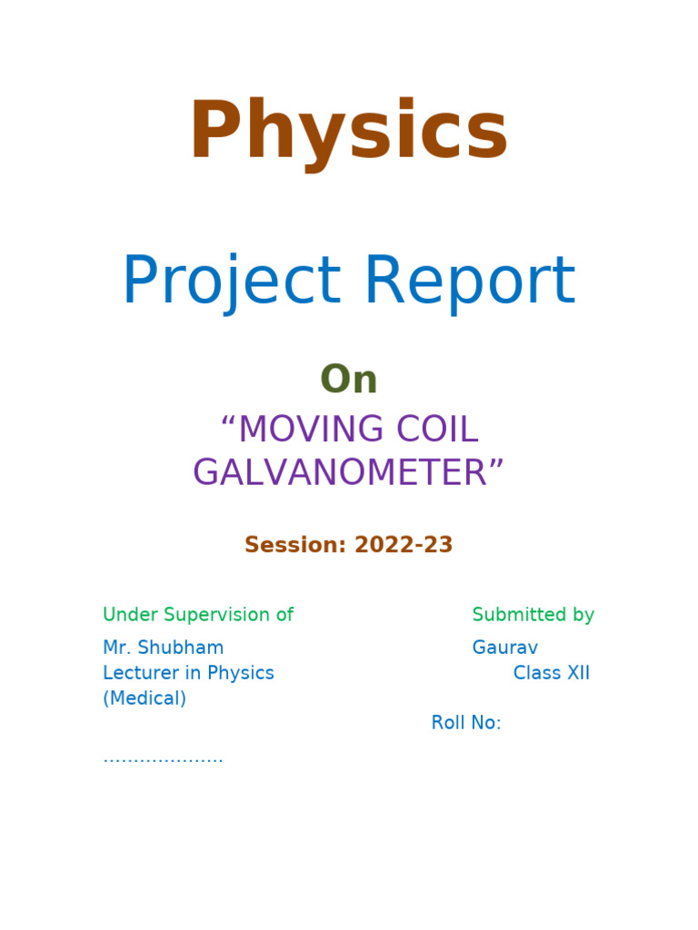 Moving Coil Galvanometer | PDF
