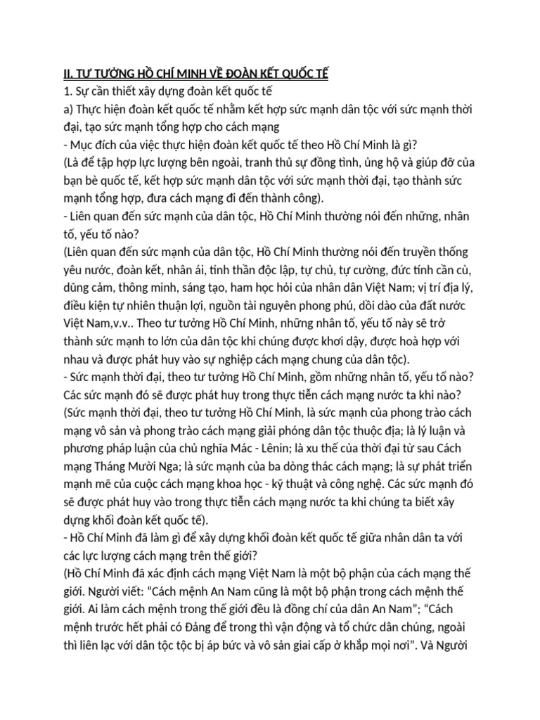Tu Tuong Ho Chi Minh Ve Doan Ket Quoc Te | PDF